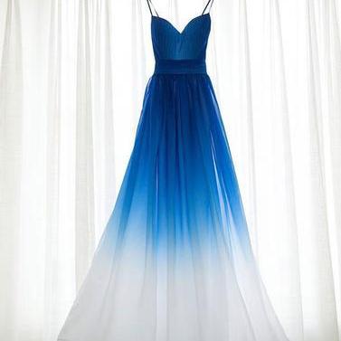 Gradient Blue Chiffon Long Prom Dress, Pd5117 on Luulla