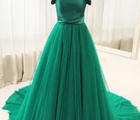Formal Elegant Off Shoulder A-line Long Green Prom Dress, Pd14227 on Luulla