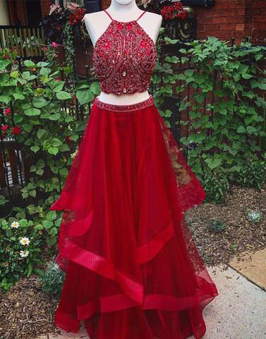 2017 Fluffy Two Pieces A-line Beaded Long Prom Dress, PD14266 on Luulla